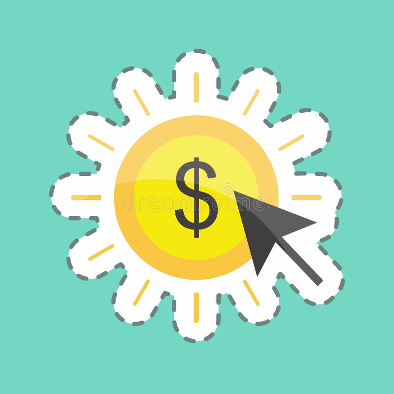 Pay Per Click Sticker in Trendy Line Cut Isolated on Blue Background ...