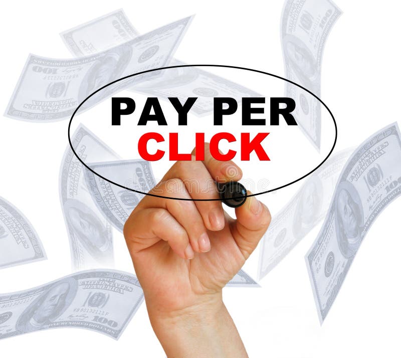 Businessman Touching PAY PER CLICK on Virtual Screen Stock Image ...