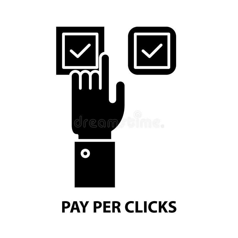 Pay Per Clicks Icon, Black Vector Sign with Editable Strokes, Concept ...