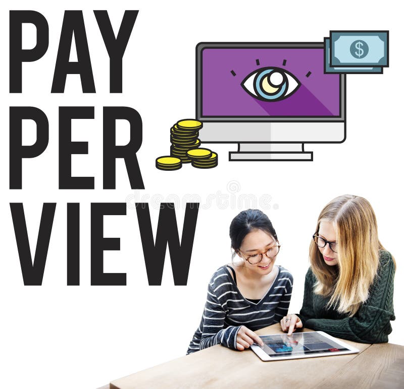 Pay-Per-View De Observatieconcept Van Inhoudsmagnifier Stock Afbeelding ...