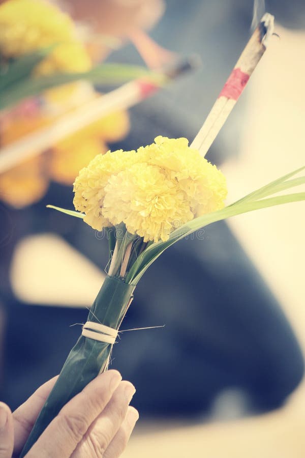 Pay respect at temple stock photo. Image of aromatic - 43332072