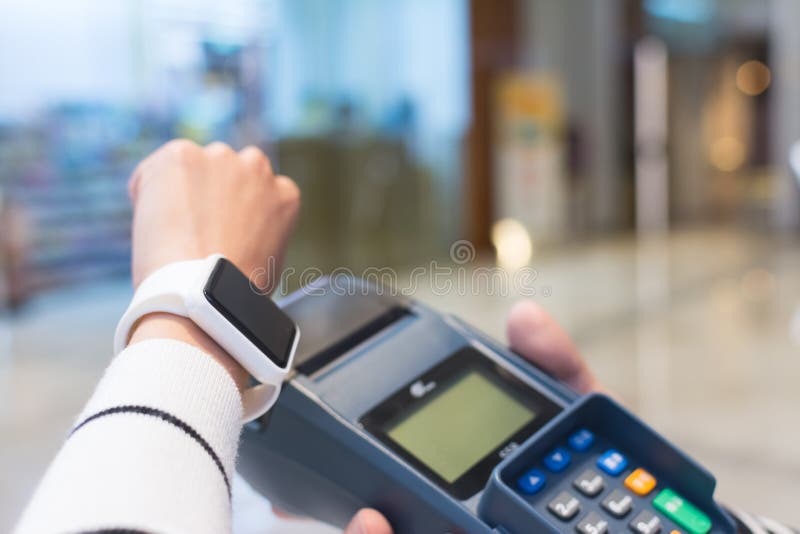 Customer Pay by Smart Watch Stock Image - Image of exchange, checkout ...