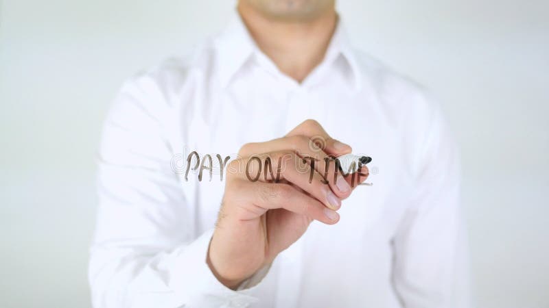 Pay on Time, Man Writing on Glass Stock Image - Image of hologram ...