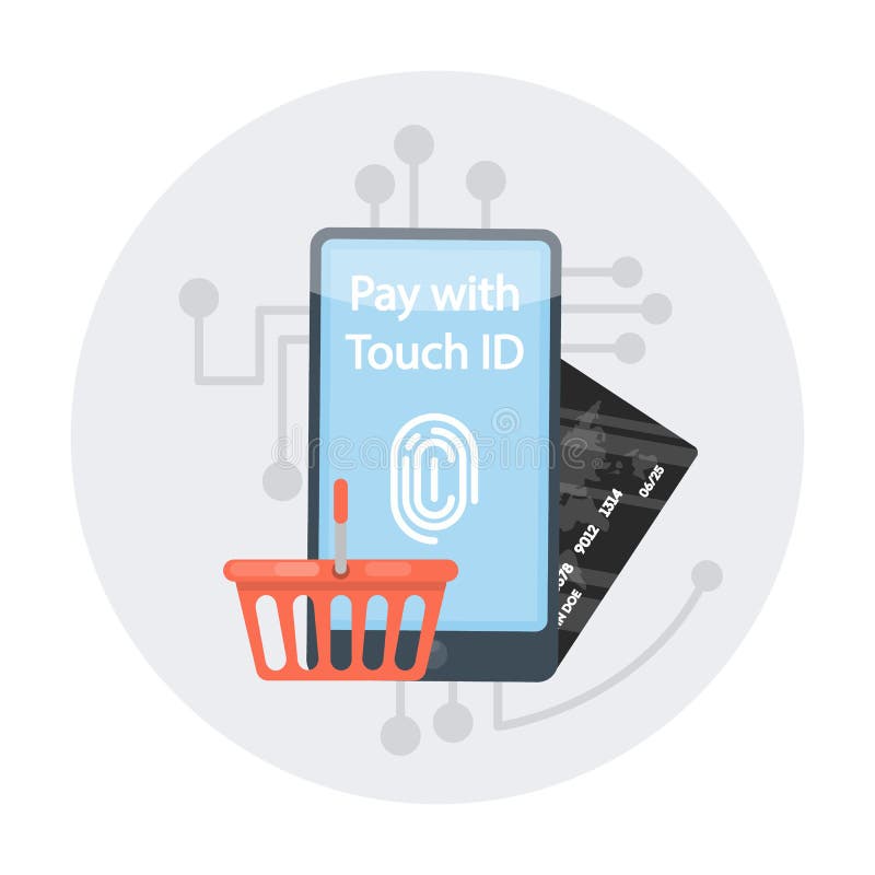 Pay with touch id. stock vector. Illustration of card - 112509781