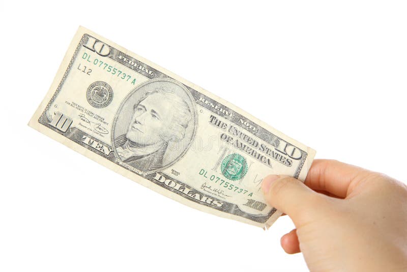 Pay a U.S. 10 doller bill stock image. Image of currency - 46003853