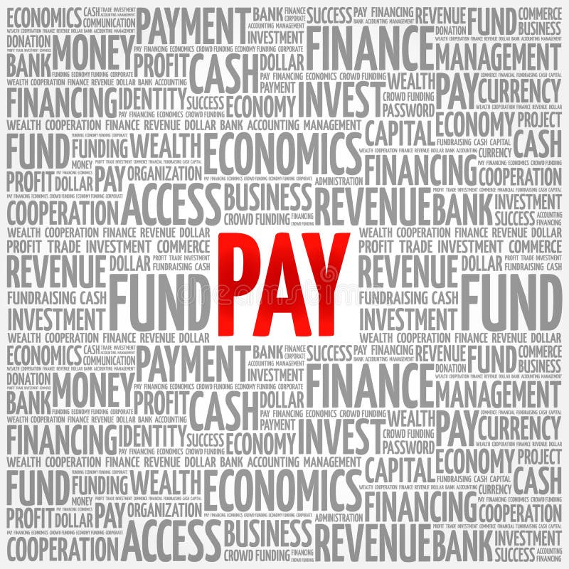 PAY word cloud collage stock illustration. Illustration of conceptual ...