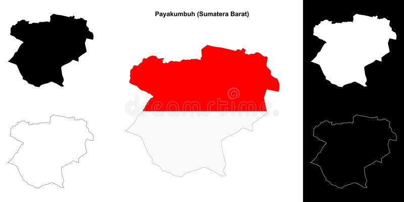 Payakumbuh outline map stock vector. Illustration of region - 356963236