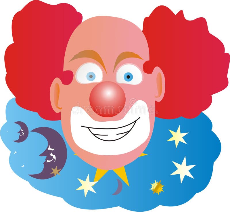 Payaso Con El Pelo Rojo Calvo En Centro Stock de ilustración ...