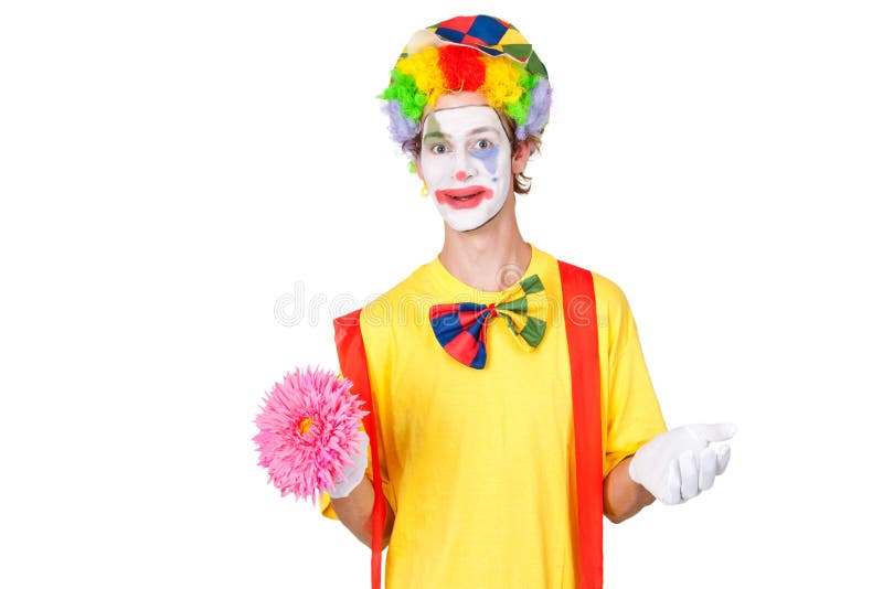 Payaso con la flor rosada imagen de archivo. Imagen de abatido - 21175219