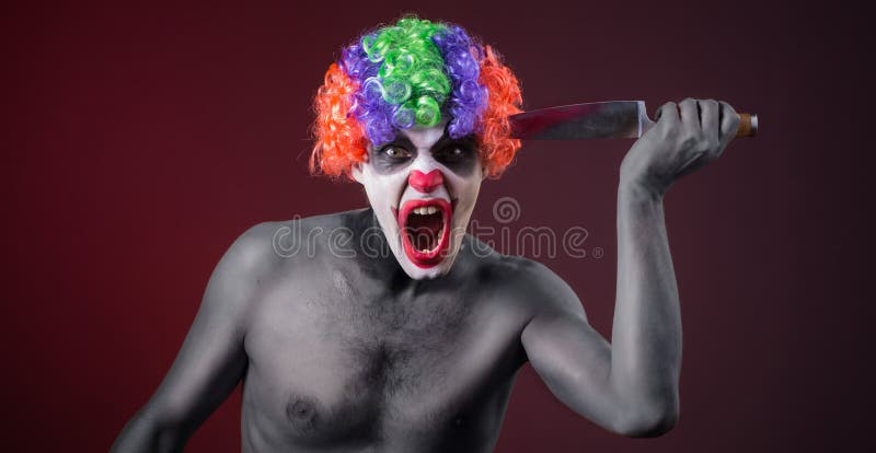 Payaso Loco Con Un Cuchillo Imagen de archivo - Imagen de loco ...