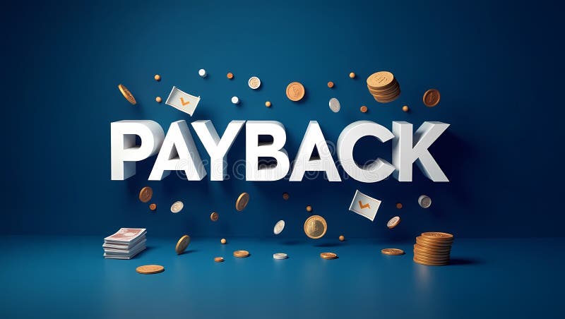 Payback Concept in 3d with Money and Coins on Blue Background for ...