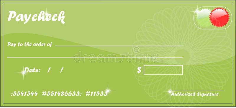 Large Blank Check - Blue Stripe Background Stock Vector - Illustration ...