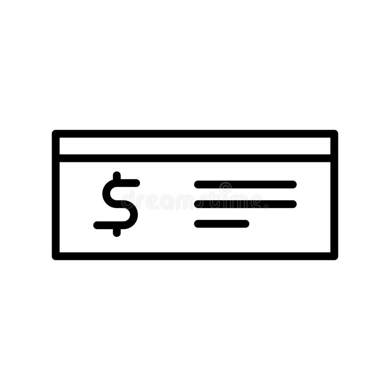 Paycheck Logo Outline Icon. Banking Checkbook Template or Cheque Book ...