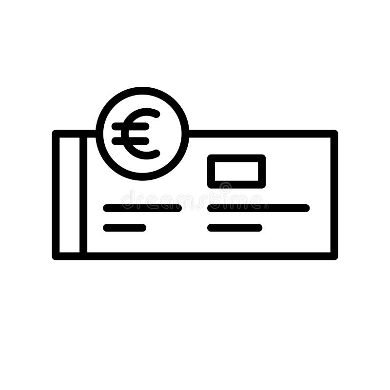 Paycheck Logo Outline Icon. Banking Checkbook Template or Cheque Book ...