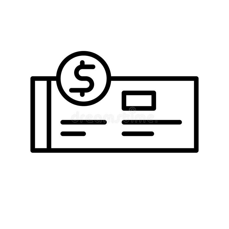 Paycheck Logo Outline Icon. Banking Checkbook Template or Cheque Book ...