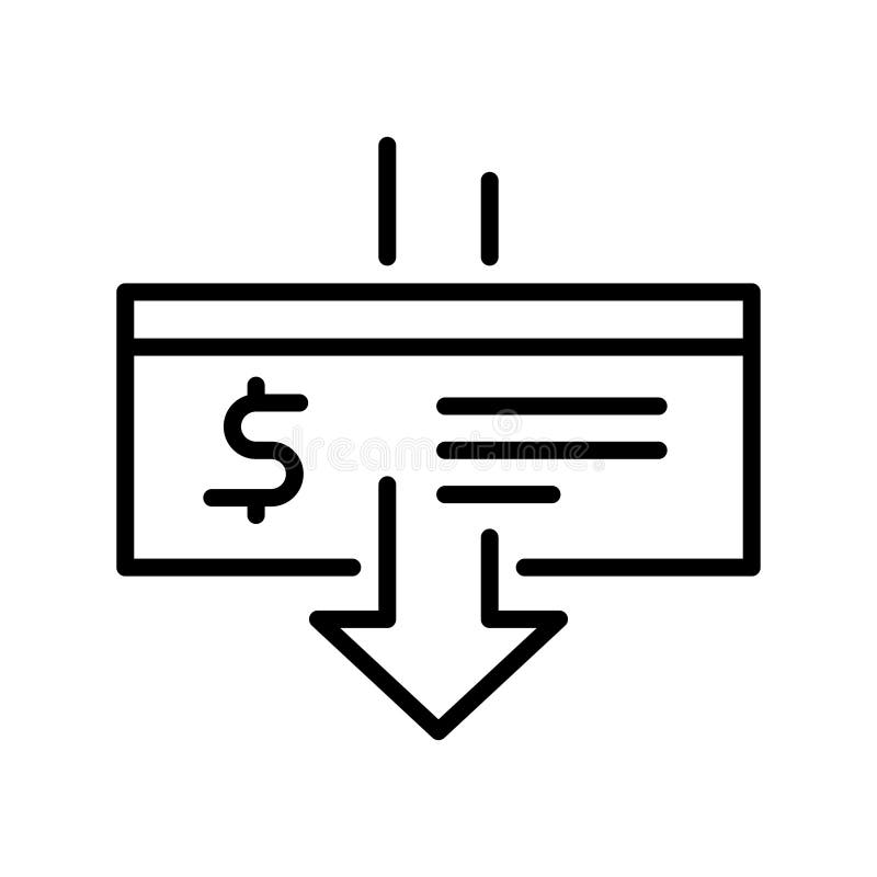 Paycheck Logo Outline Icon. Banking Checkbook Template or Cheque Book ...