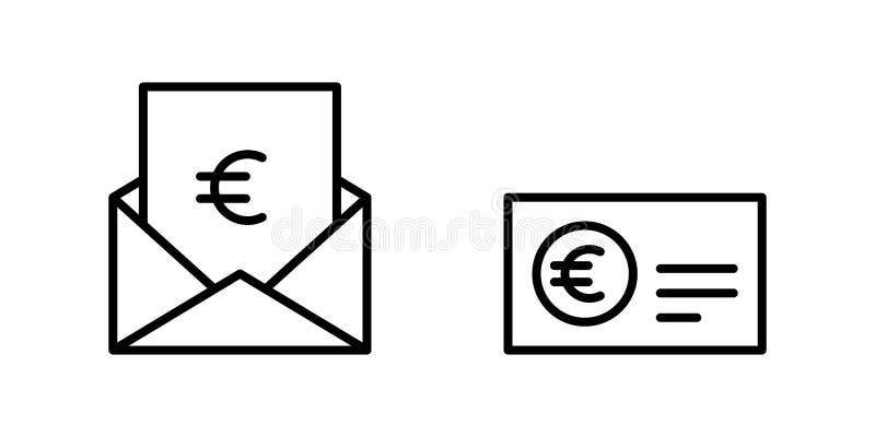 Paycheck Logo Outline Icon. Banking Checkbook Template or Cheque Book ...