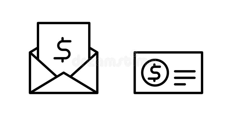 Paycheck Logo Outline Icon. Banking Checkbook Template or Cheque Book ...