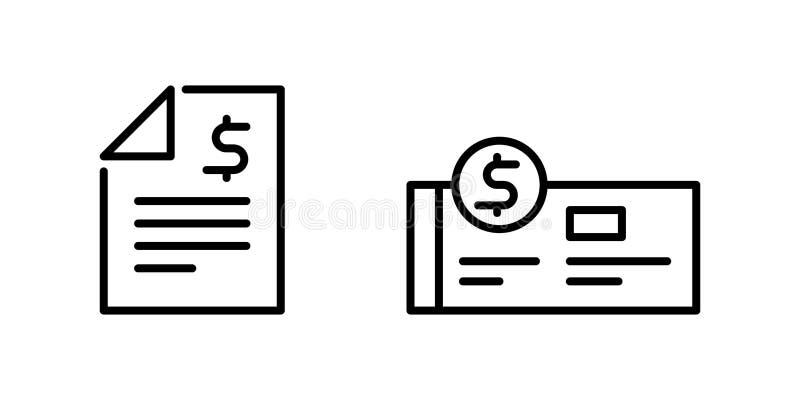 Paycheck Logo Outline Icon. Banking Checkbook Template or Cheque Book ...
