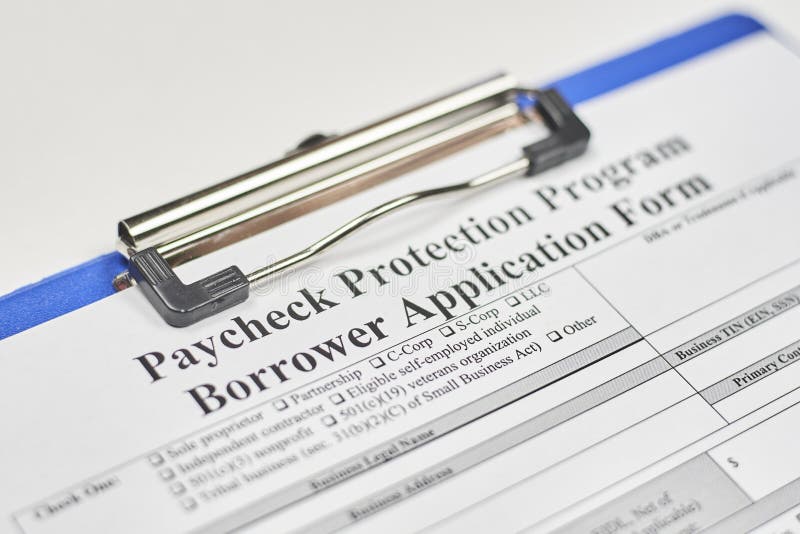 Paycheck Protection Program Borrower Application Form Stock Photo ...