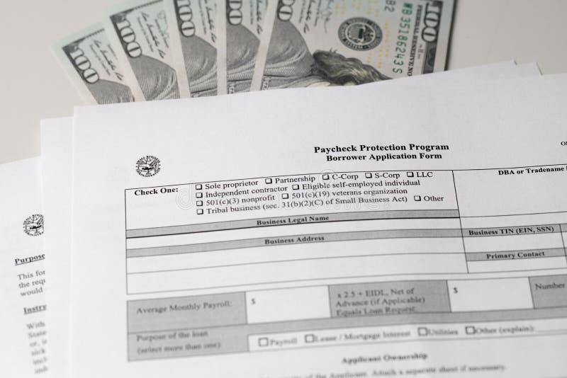 Paycheck Protection Program Borrower Application Form Stock Image ...