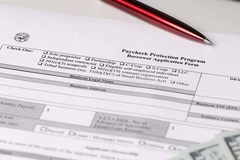 Paycheck Protection Program Borrower Application Form Stock Image - Image of protection ...
