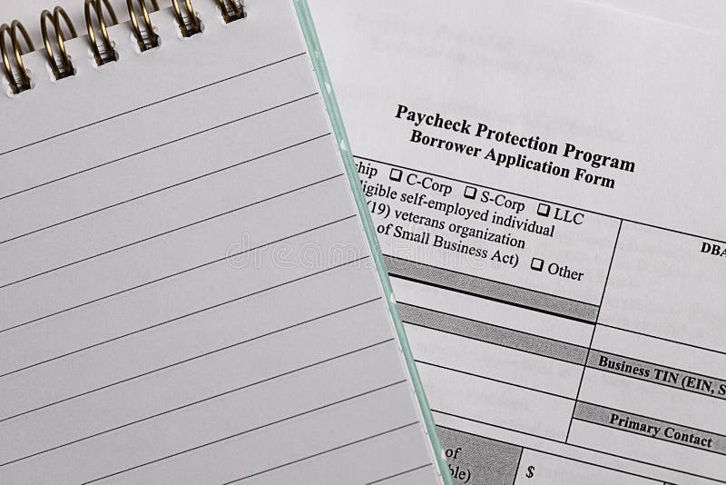 Paycheck Protection Program. Borrower Application Form Stock Photo ...