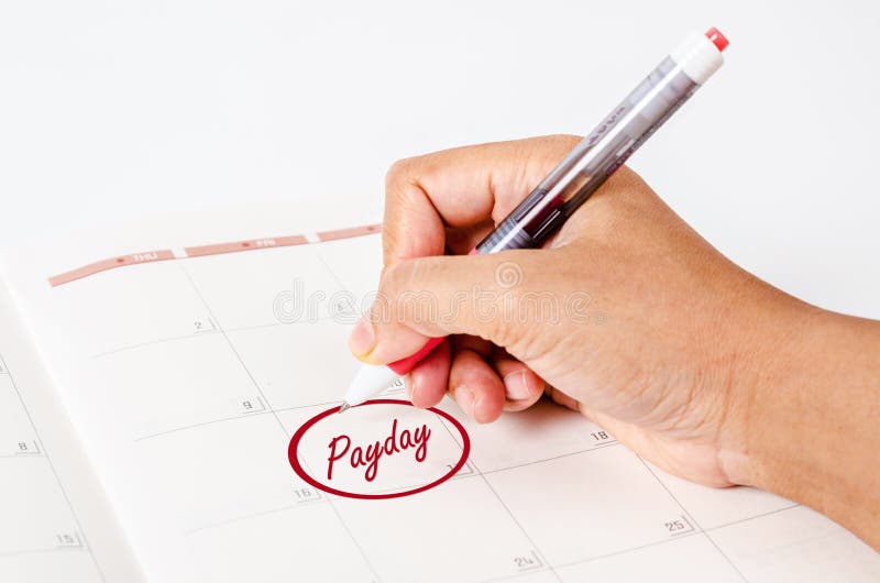 Payday in To Calendar Page Appointment. Stock Image - Image of planner ...