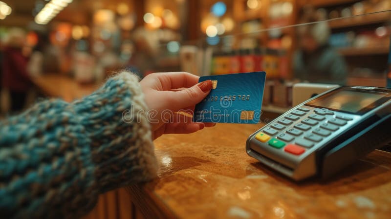 Paying with Bank Card in a Store Stock Illustration - Illustration of ...