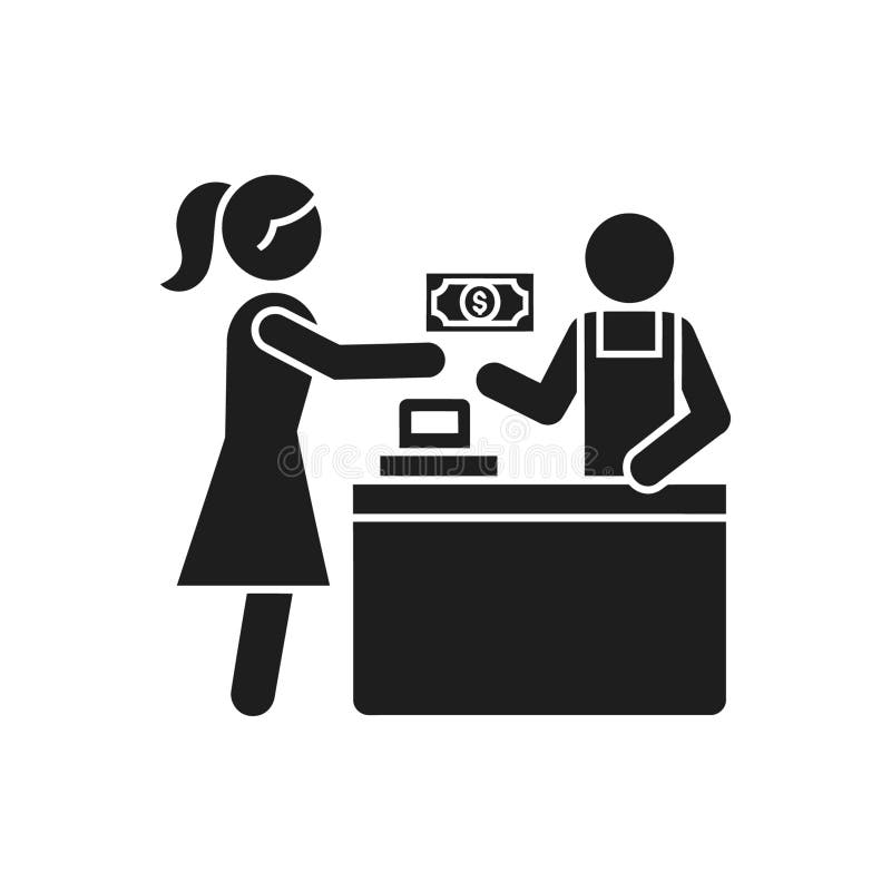 Paying at Counter Icon stock vector. Illustration of exchange - 361856498