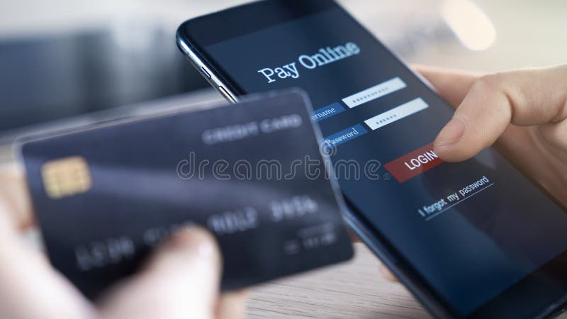 Paying with Credit Card on Mobile Phone Stock Photo - Image of internet ...