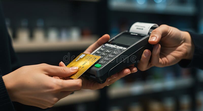 Paying with Credit Card on Pos Terminal for Retail Transaction Stock ...