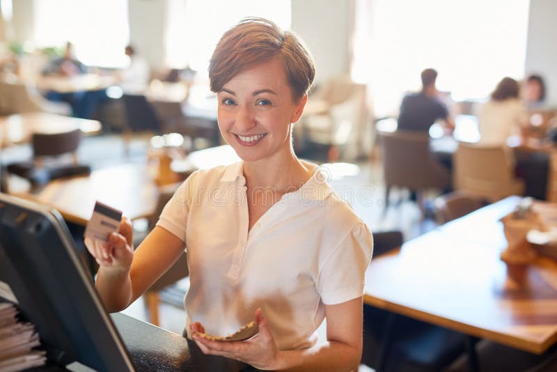 Paying for order stock image. Image of waitress, business - 96193001