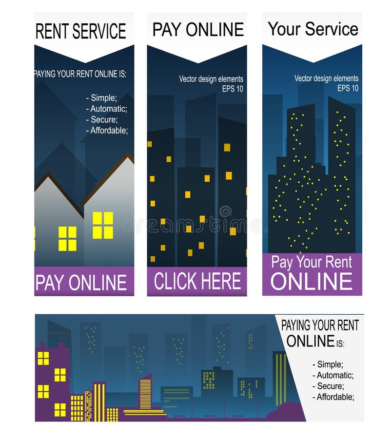 Paying Rent on-line Banners Stock Vector - Illustration of business ...