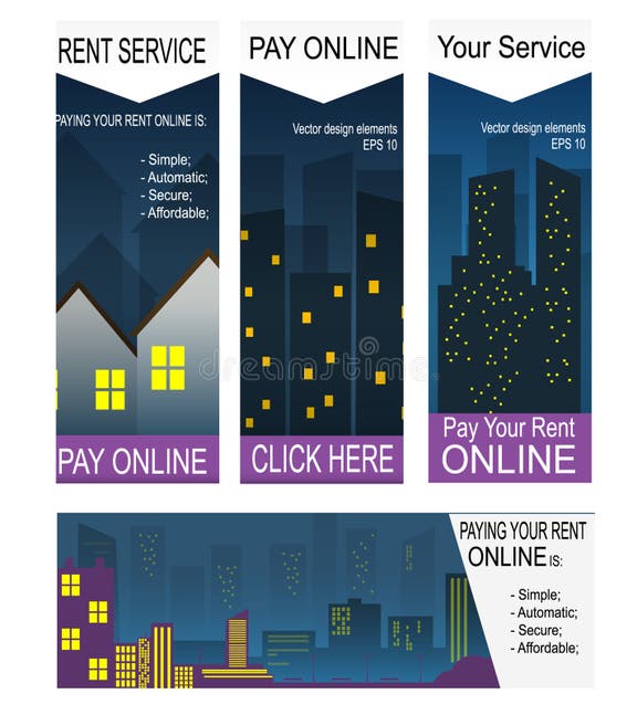 Paying Rent on-line Banners Stock Vector - Illustration of business ...