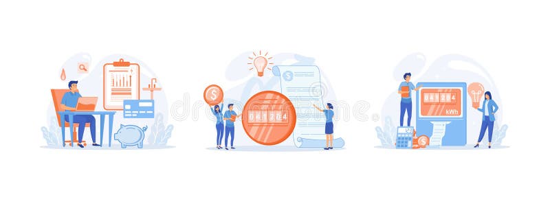 Paying Utility Bills Online. Invoice and Electricity Meter. Paying ...