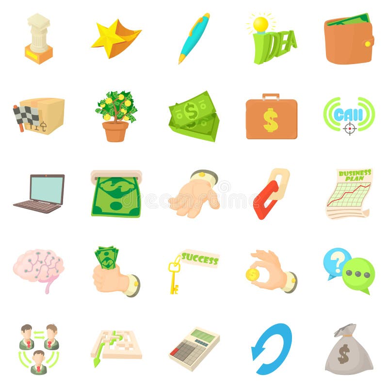 Payment by Cash Icons Set, Cartoon Style Stock Vector - Illustration of ...