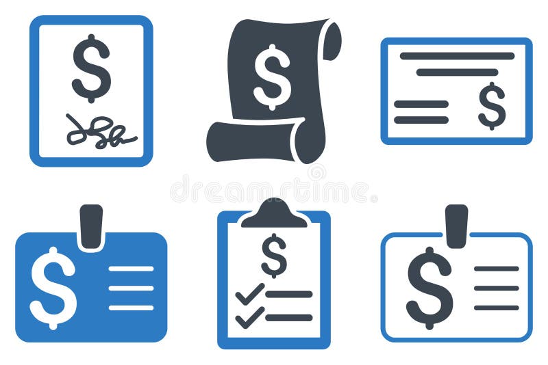 Payment Cheque Flat Vector Icons Stock Vector - Illustration of ...
