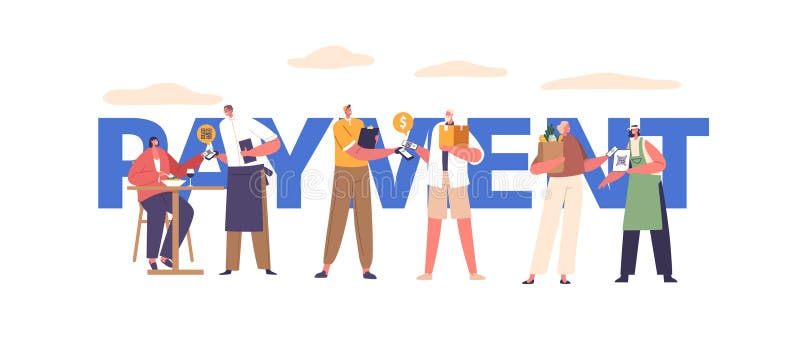 Payment Concept. People Conveniently Pay with Smartphones Using Pos and ...