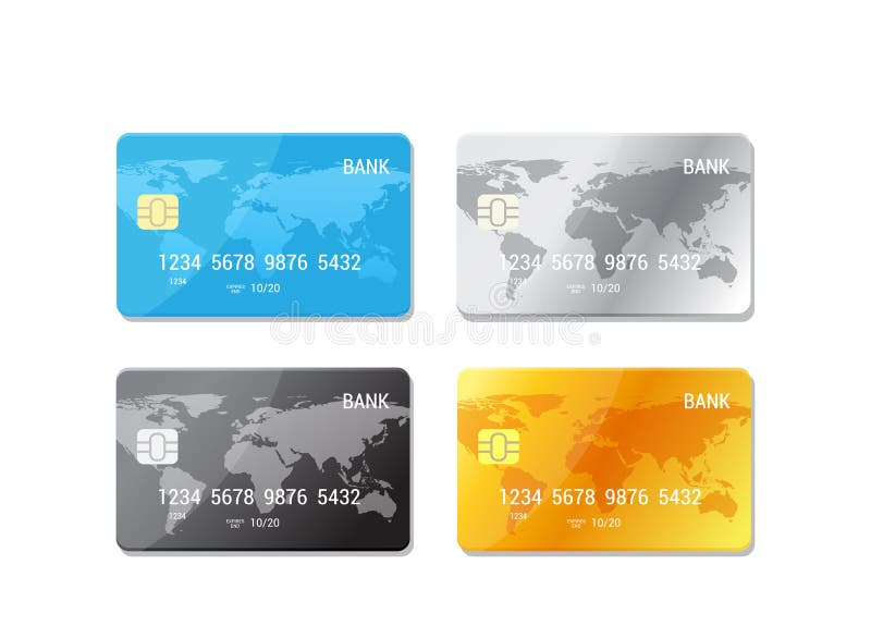 Payment Concept in Flat Style. Blue Credit Card and Icons ...