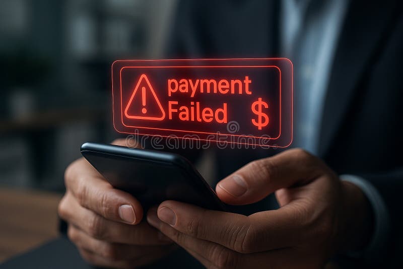 Payment Failed Notification on Smartphone Concept for Mobile Banking Transaction Error and ...