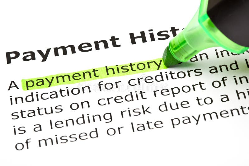 Payment History Highlighted in Green Stock Image - Image of business ...
