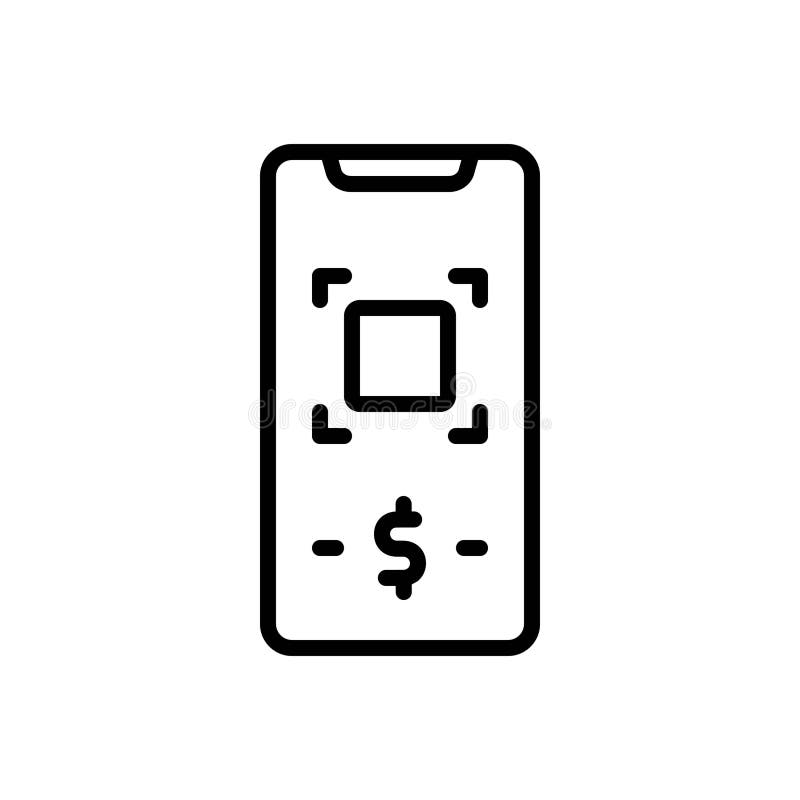 Black Line Icon for Payment, Scan and Paying Stock Illustration ...