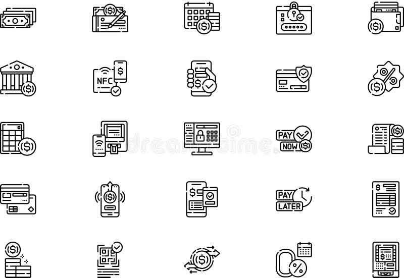 Payment Icons Collection is a Vector Illustration with Editable Stroke ...