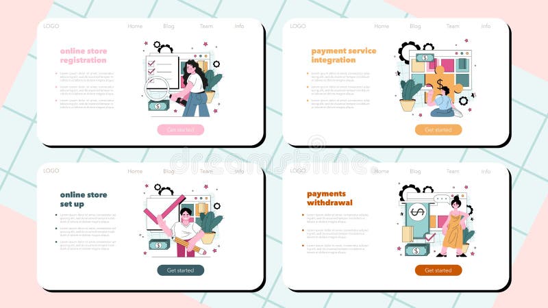 Payment Integration Web Banner or Landing Page Set. Online Store ...