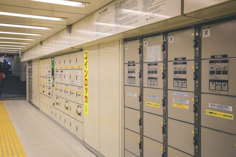 An Payment Locker at the Japan Station Editorial Image - Image of wall ...