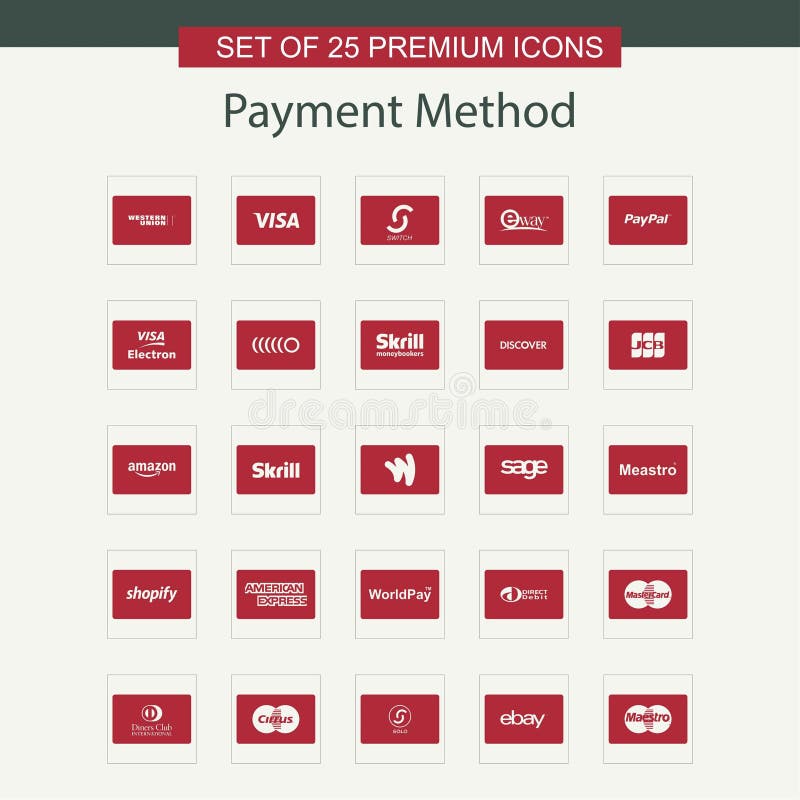 Payment method logos editorial photography. Illustration of editable ...