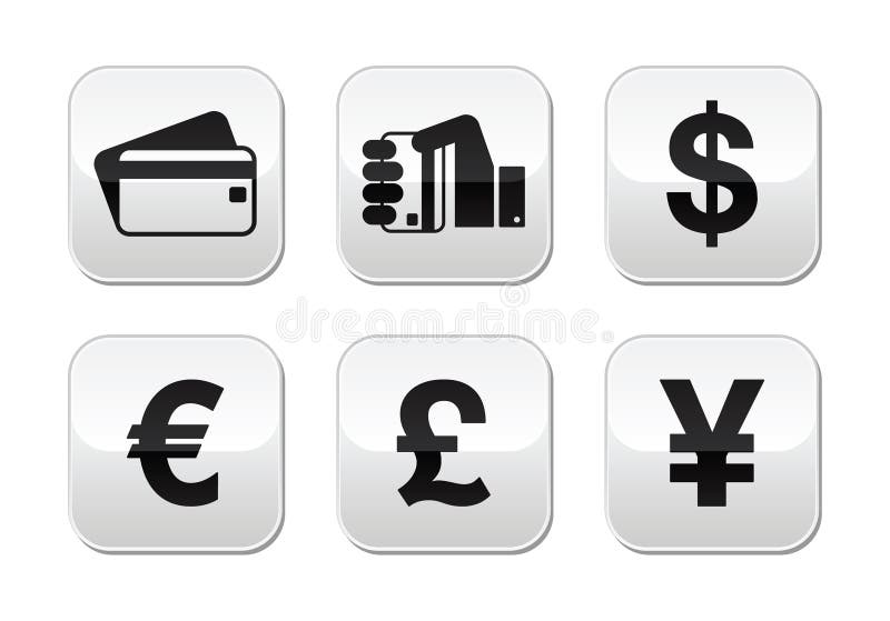 Payment Methods Buttons Set - Credit Card, by Cash Stock Illustration ...