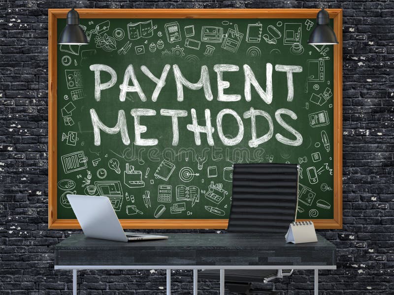 Payment Methods On Chalkboard In The Office. 3D. Stock Illustration ...