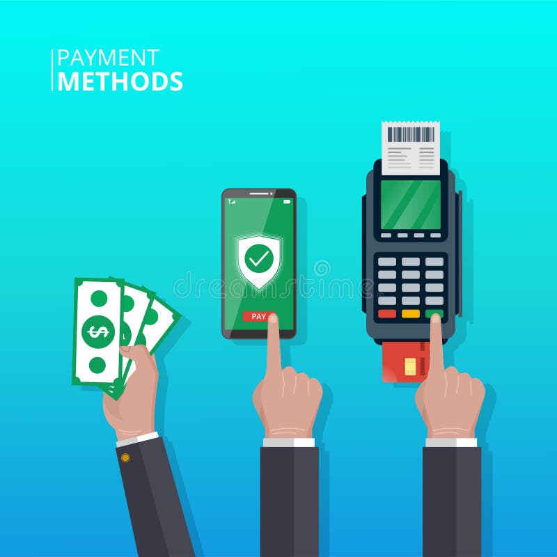 Payment Methods Concept. Hand with Different Payment Methods in ...